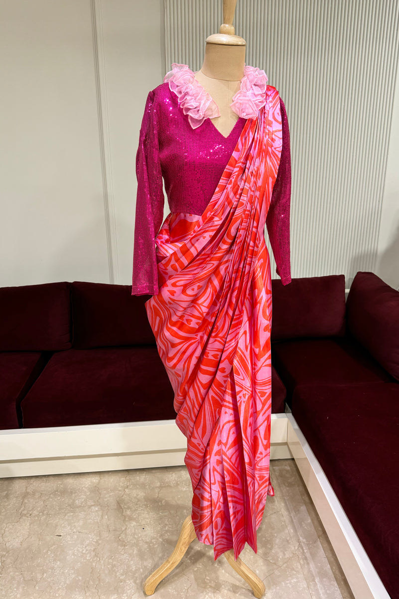 Pink Sequence Sari – TPS Clothing